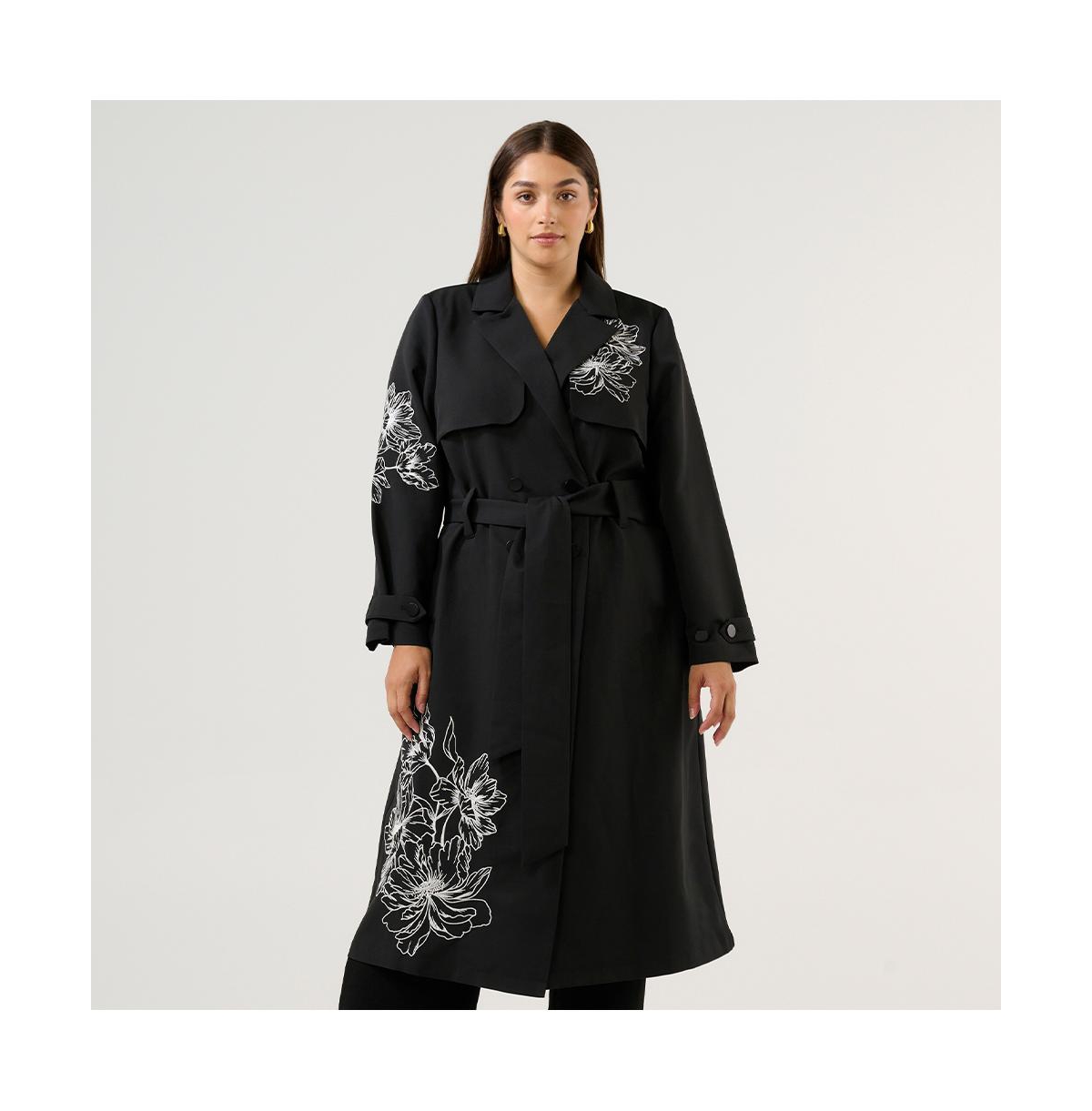 Click here for Estelle Womens Monet Embroidered Trench prices