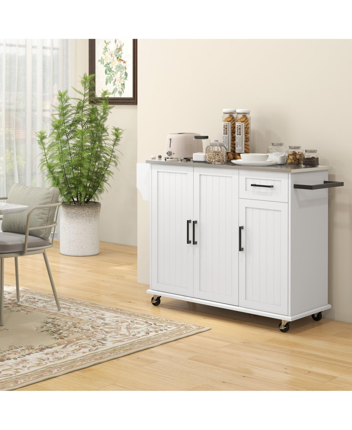 Click here for Halifax North America White Rolling Kitchen Island... prices