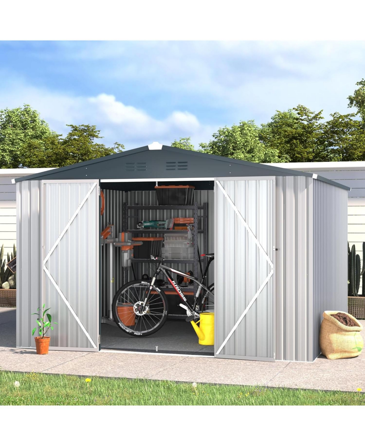 Click here for Aecojoy 10x10 Outdoor Storage Shed - White prices