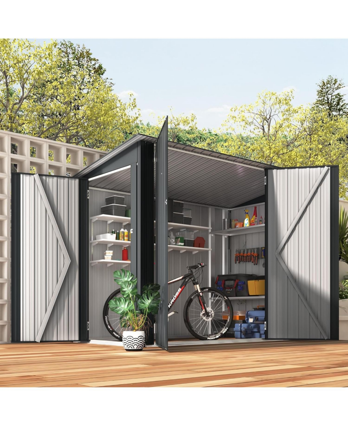 Click here for Aecojoy 7.5x4 Outdoor Horizontal Bike Storage Shed... prices