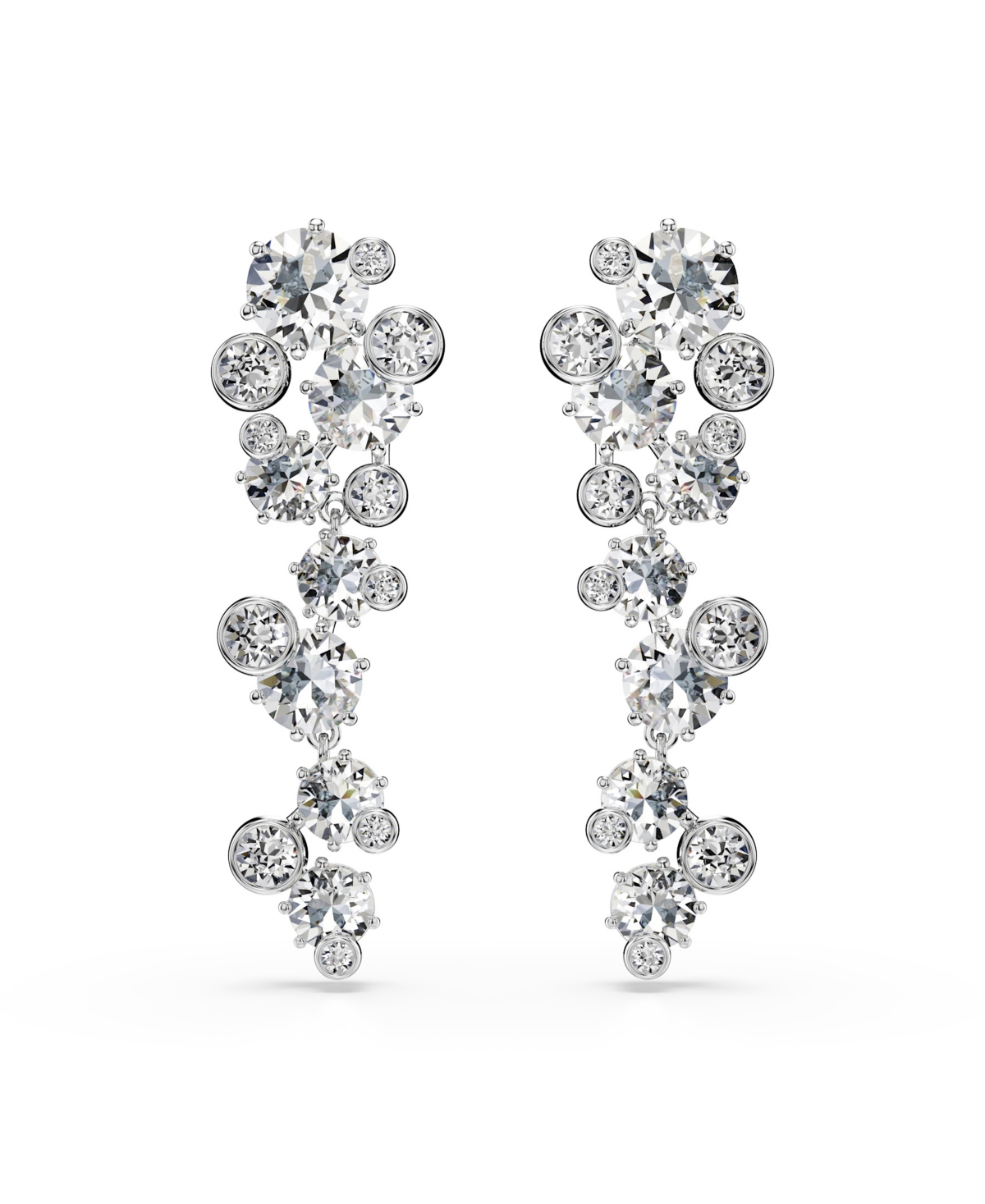 Swarovski Constella Rhodium Plated Drop Earrings - Silver  Clear