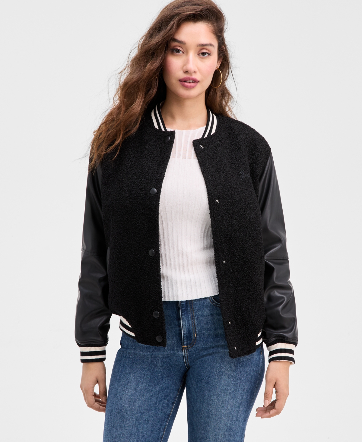 Click here for Guess Womens Danielle Collegiate Bomber Jacket - J... prices