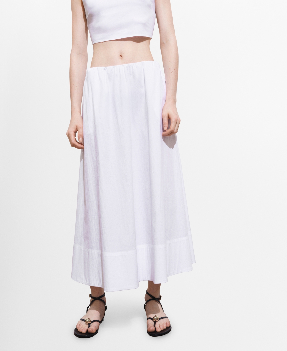 Click here for Mango Womens Flared Cotton Skirt - White prices