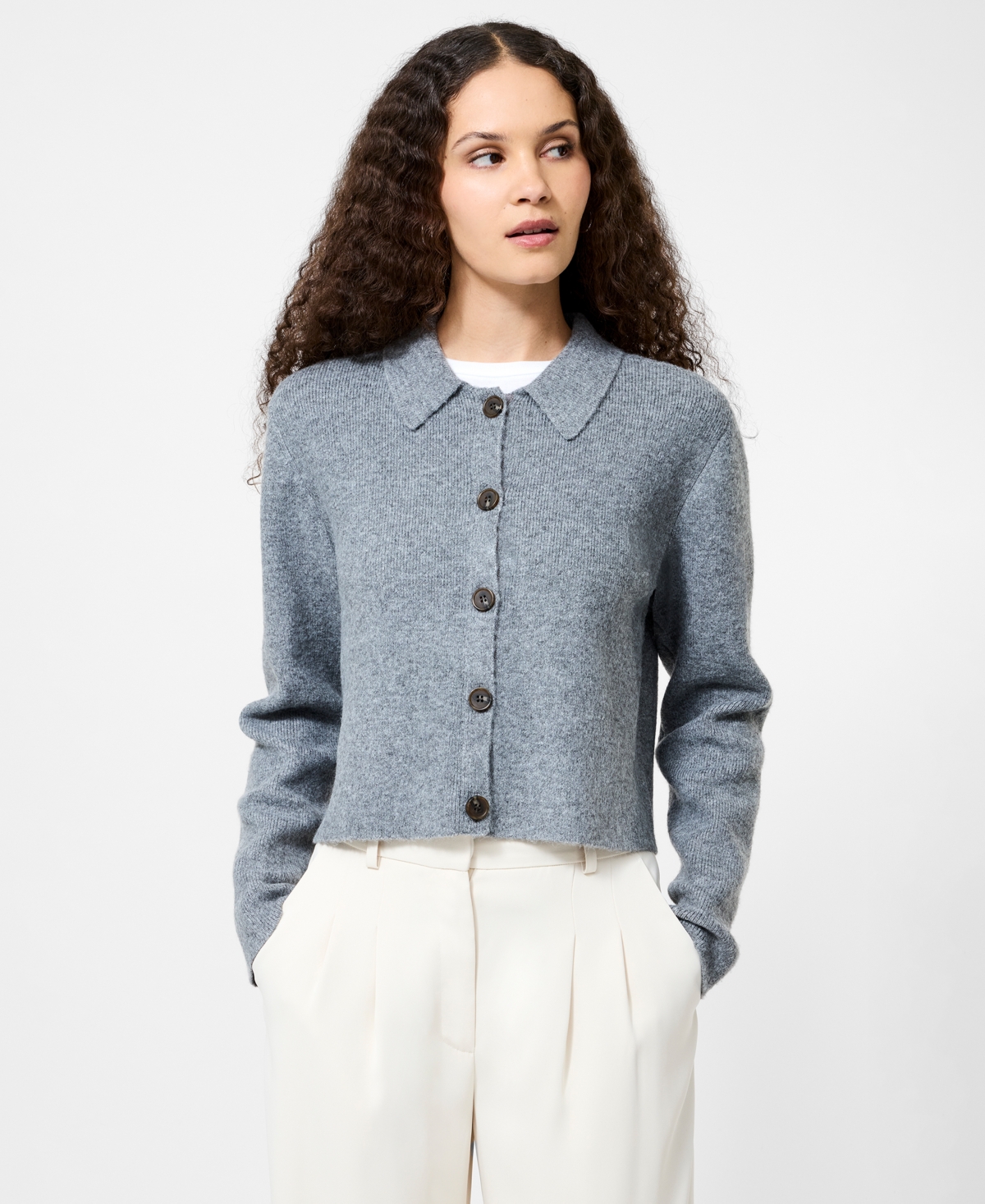 Click here for French Connection Knit Long Sleeve Cardigan - Mid... prices