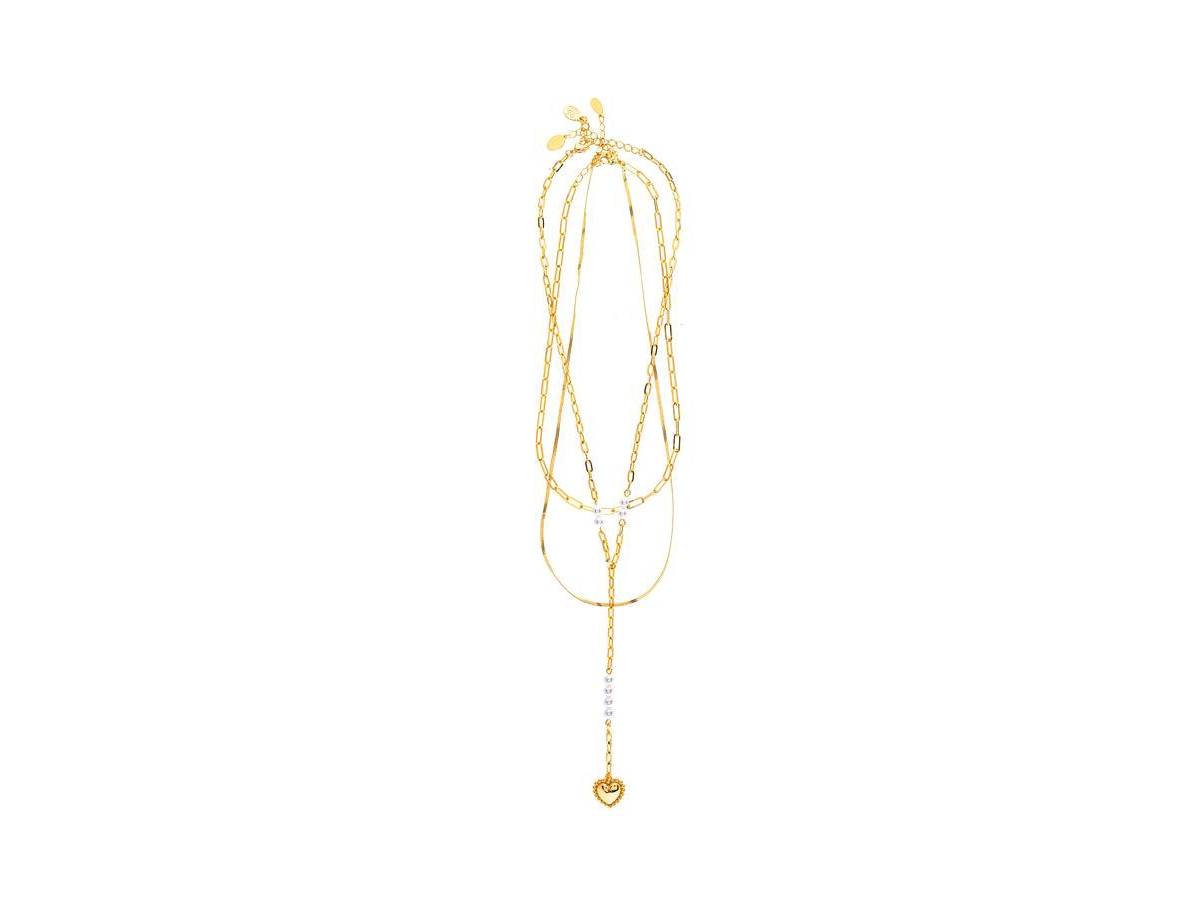 Click here for Layered Necklace Set with Pearl & Heart Drop Accen... prices