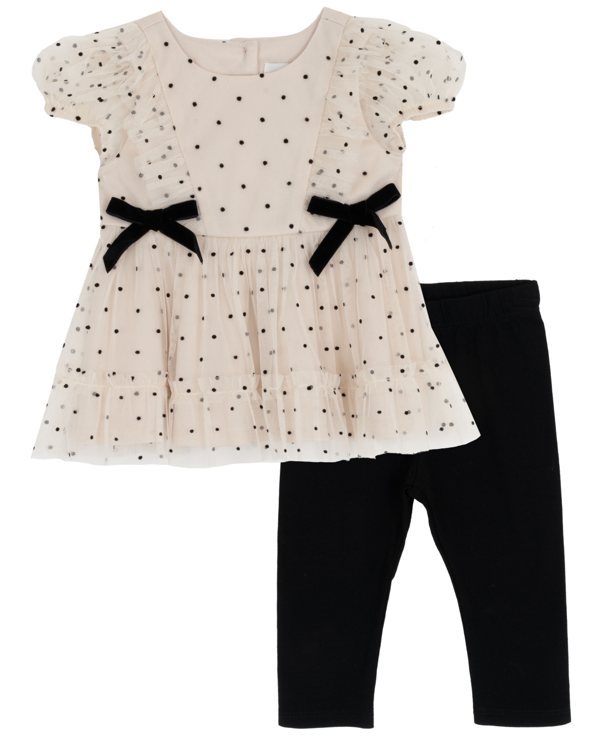 Click here for Rare Editions Baby Girl 2-Piece Mesh Polka Dot Top... prices