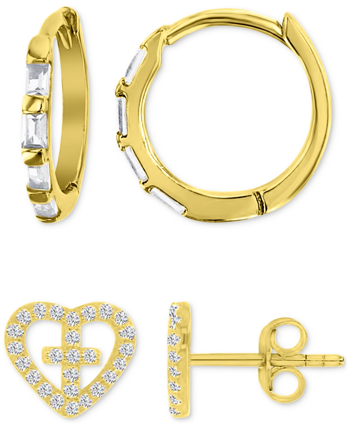 Click here for Macys Cubic Zirconia Earring Set in 14k Yellow Gol... prices