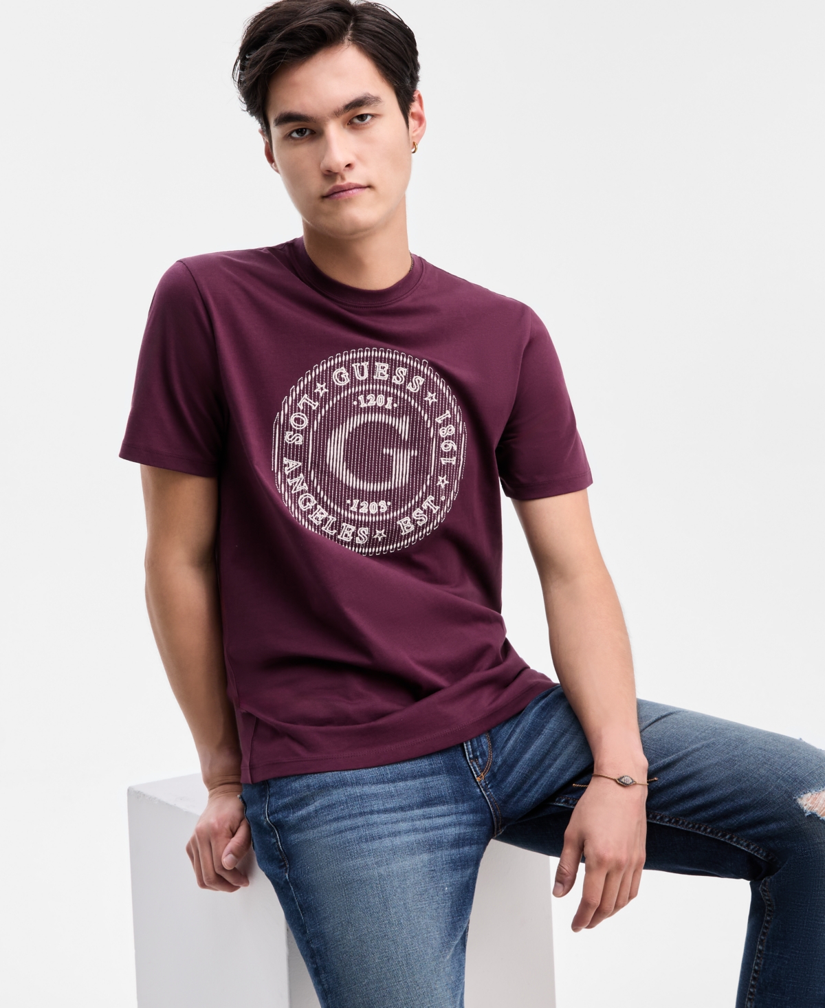 Click here for Guess Mens Embroidered Big G Logo T-Shirt - REGAL... prices