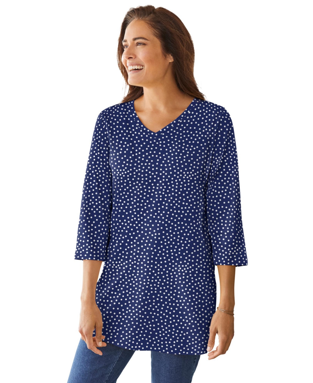 Click here for Woman Within Womens Within Perfect Printed Three-Q... prices