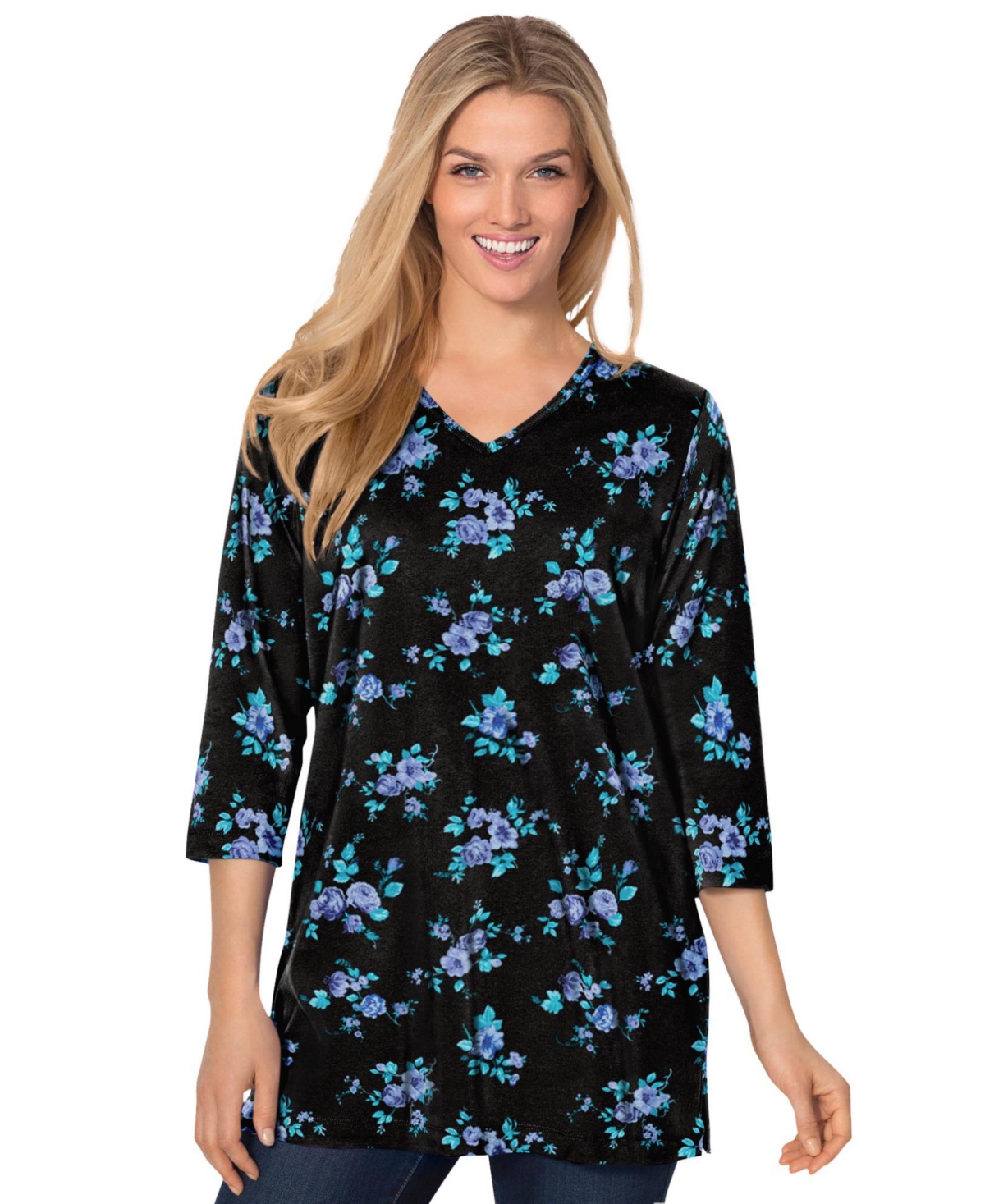 Click here for Woman Within Womens Within Perfect Printed Three-Q... prices