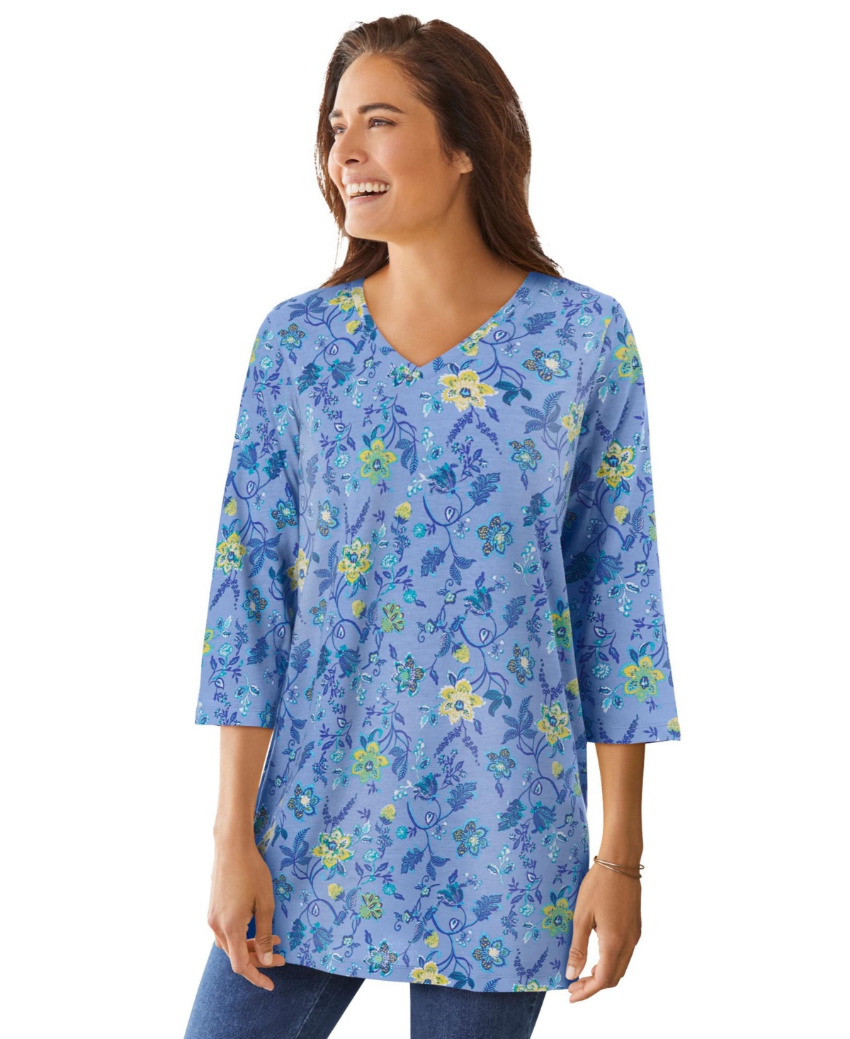 Click here for Woman Within Womens Within Perfect Printed Three-Q... prices