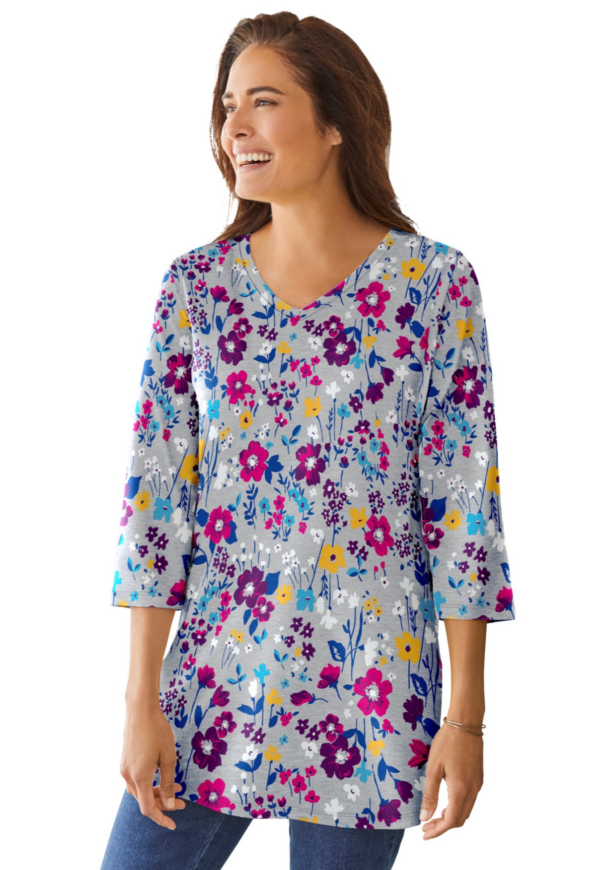 Click here for Woman Within Womens Within Perfect Printed Three-Q... prices