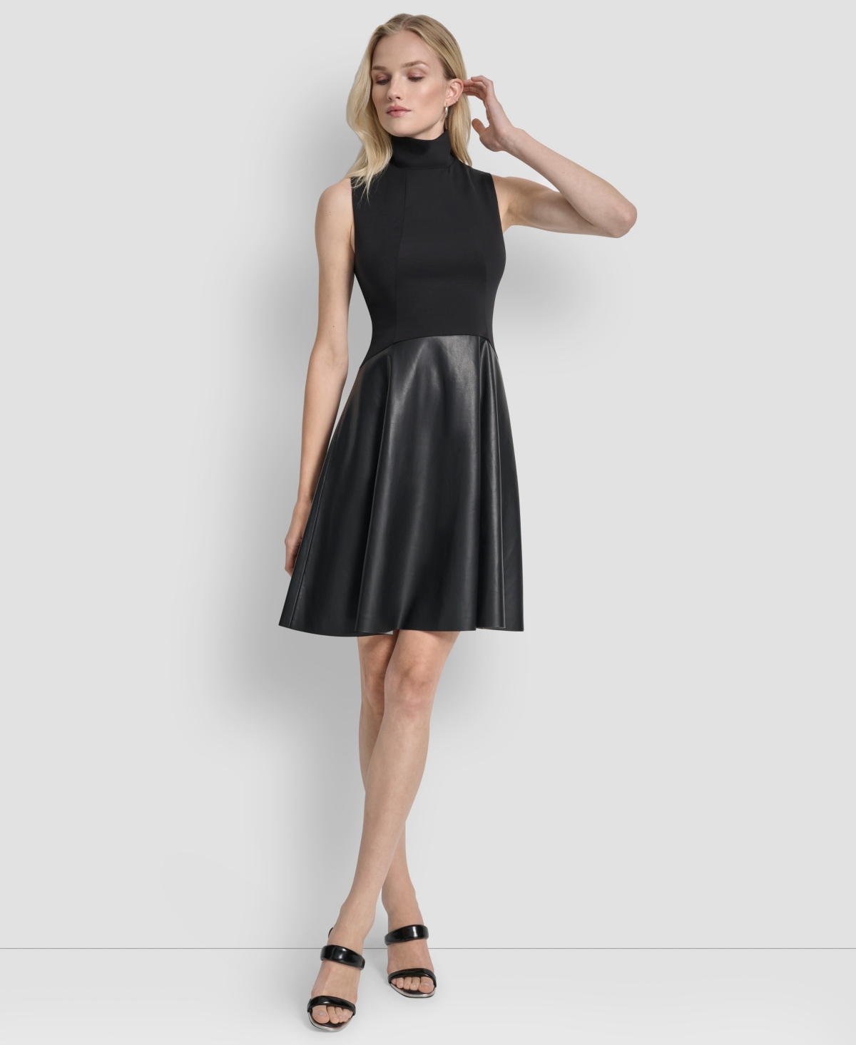 Click here for Dkny Womens Sleeveless Mock Neck Fit & Flare Dress... prices