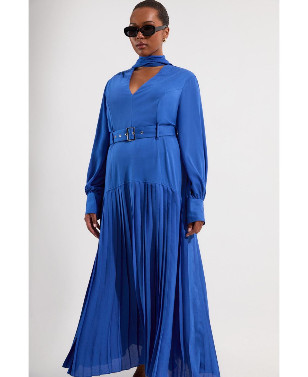 Click here for Georgette Mix Midi Dress - Cobalt prices