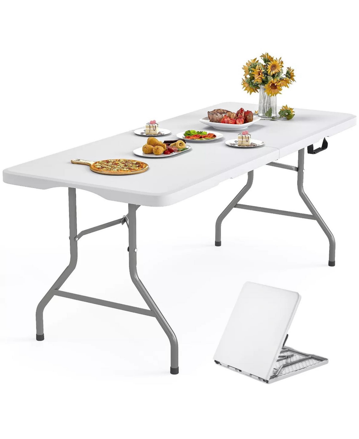 Click here for 8ft Folding Table Fold-in-Half Long Party Table Co... prices