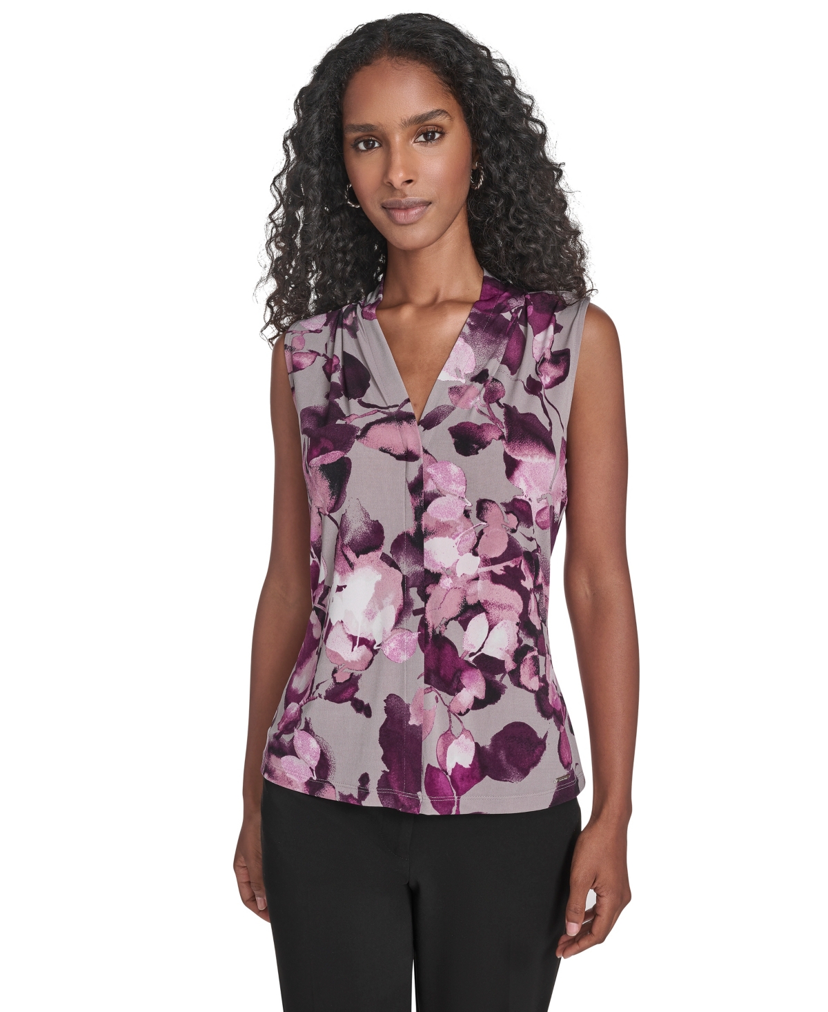Click here for Calvin Klein Womens Sleeveless Printed V-Neck Top... prices