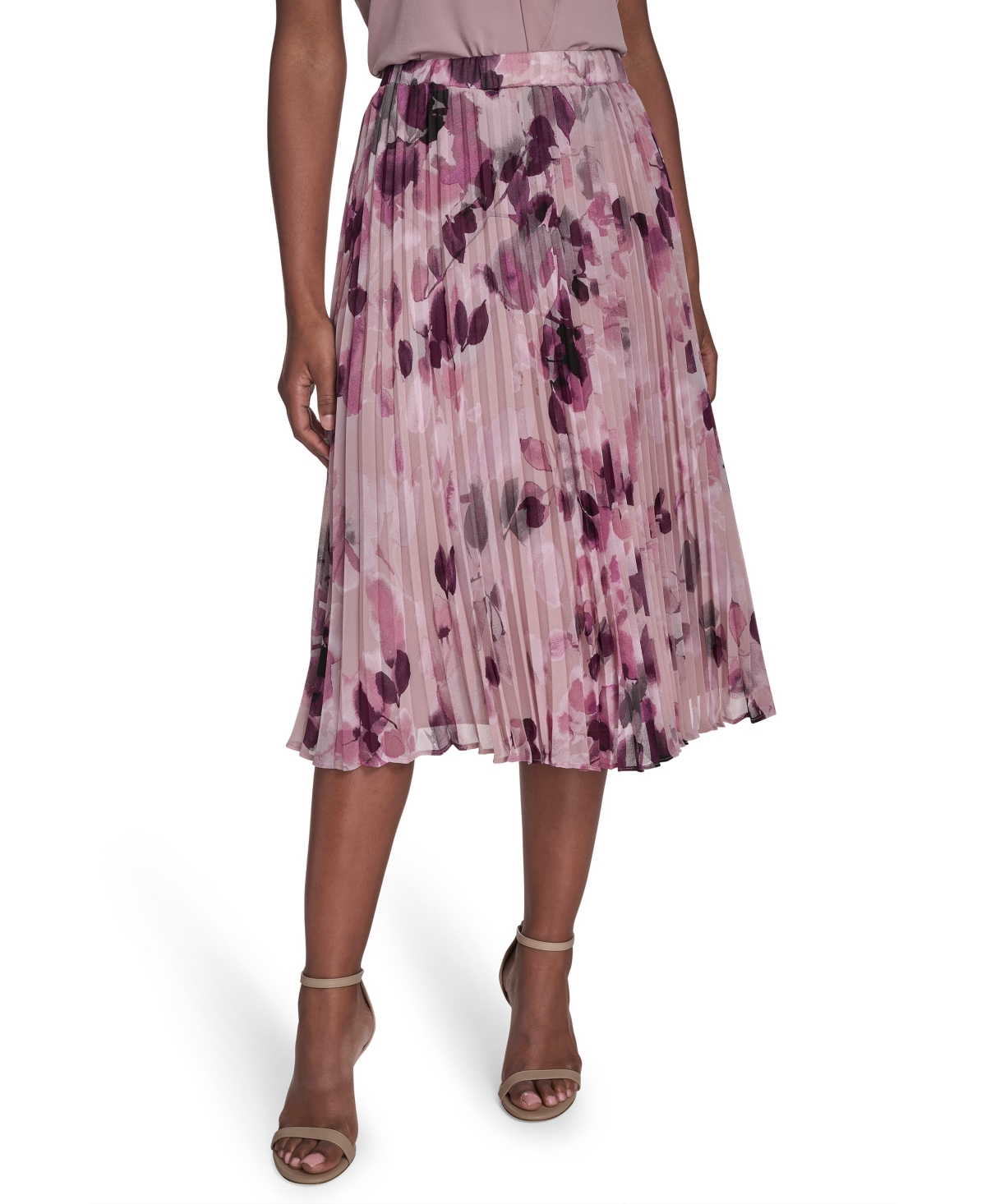 Click here for Calvin Klein Womens Printed Chiffon Midi Skirt - P... prices