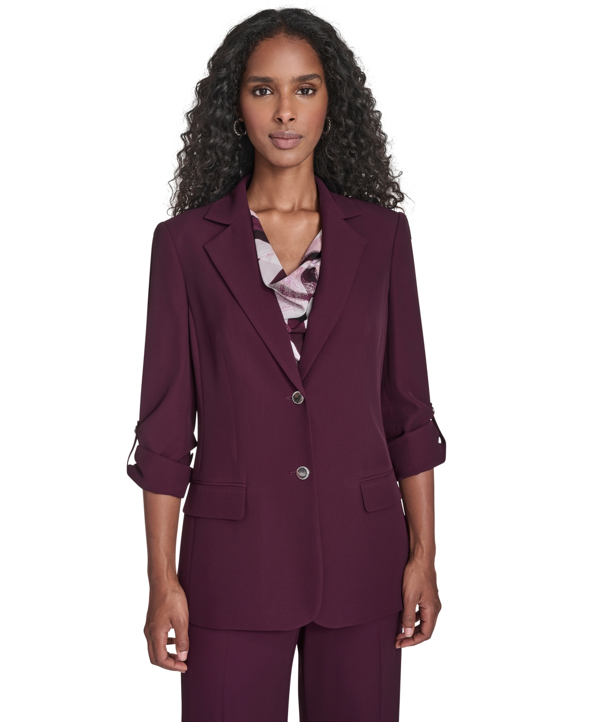 Click here for Calvin Klein Womens Two Button Roll Tab Jacket - A... prices