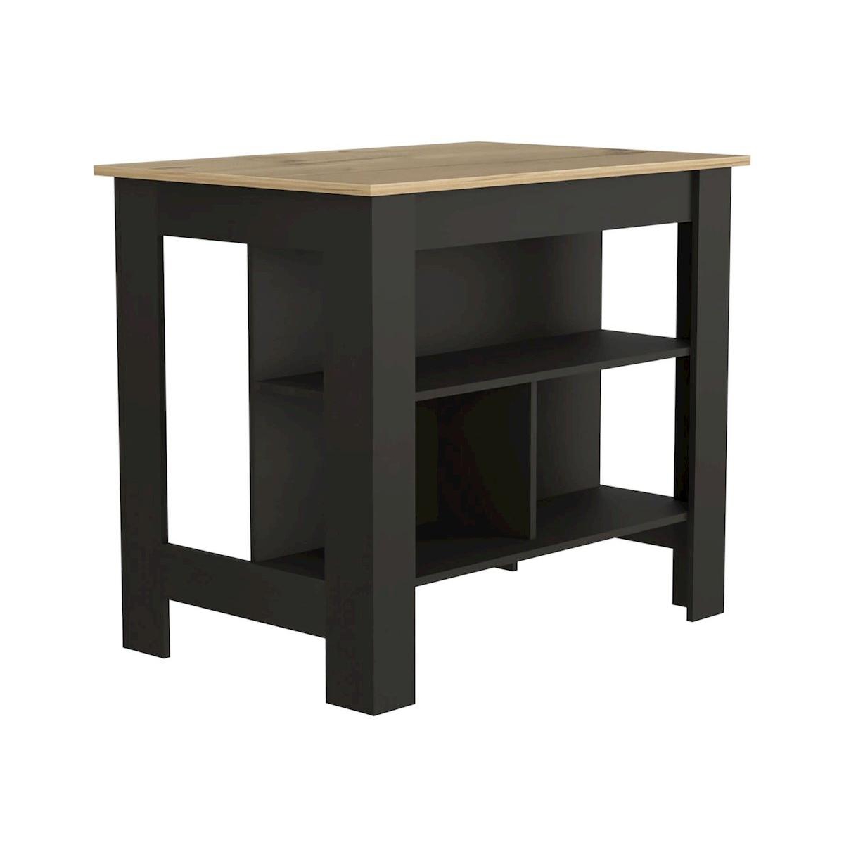 Click here for Tuhome Cala Kitchen Island Black / Light Oak Mdf -... prices
