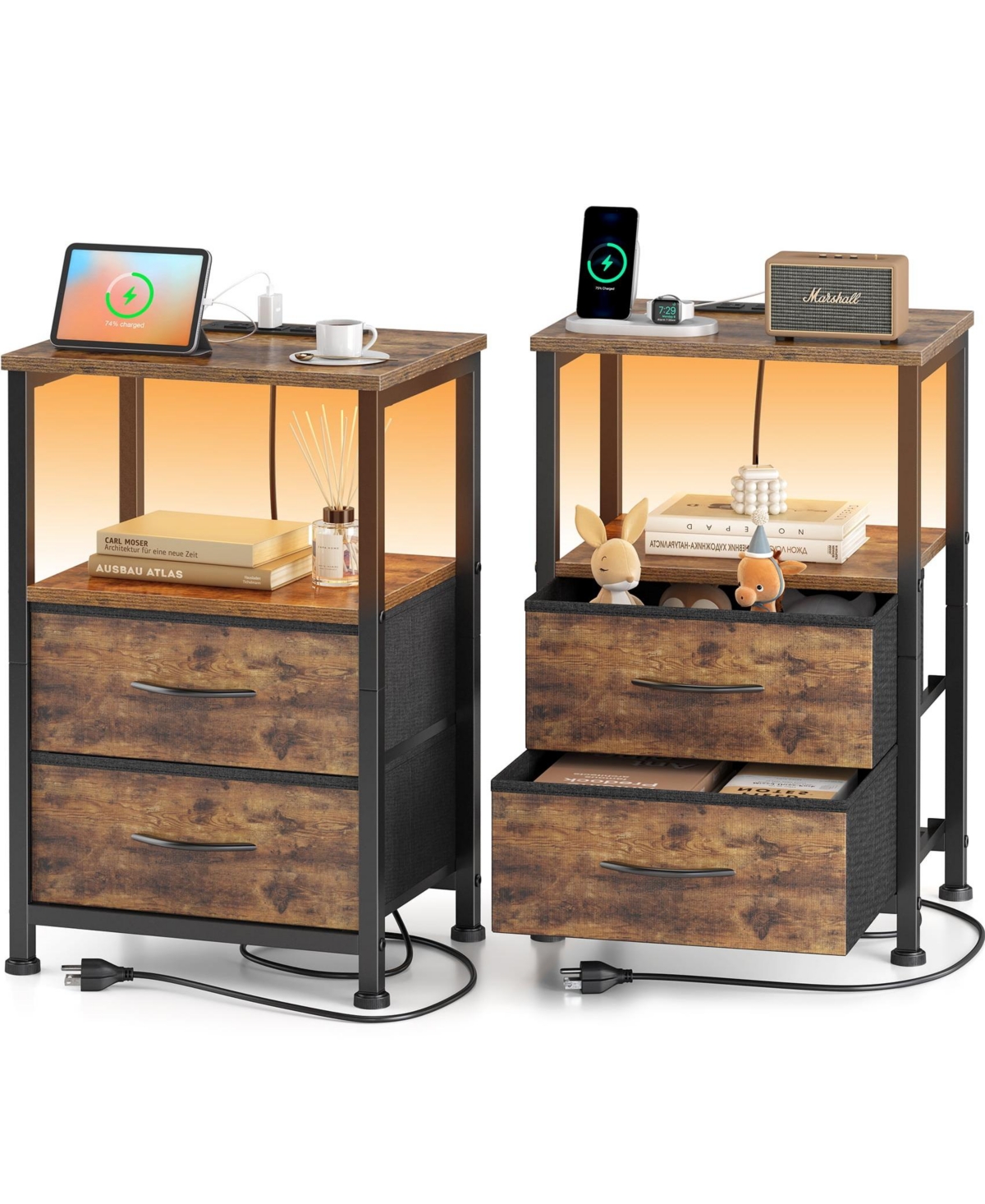 Click here for Mr Ironstone Nightstand with Charging Station & Ad... prices