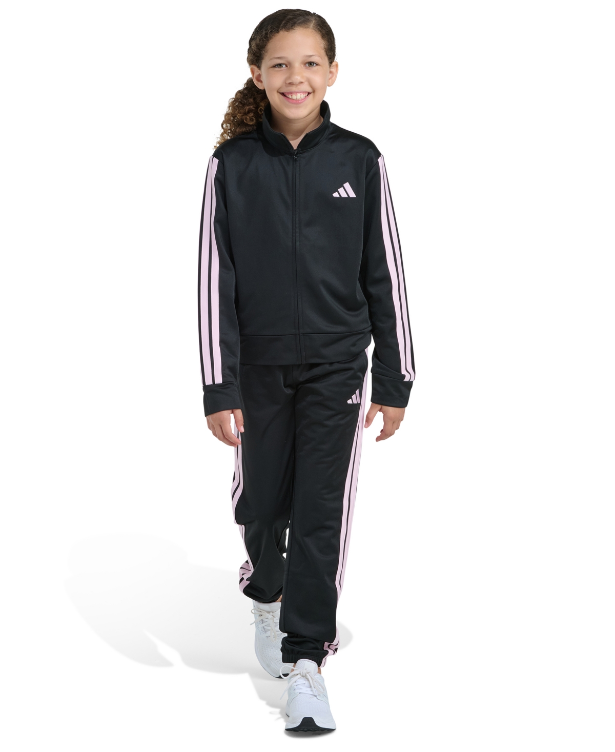 Adidas Big Girls S-xl Two Piece Event Tricot Full-Zip Jacket and Joggers Set - Black