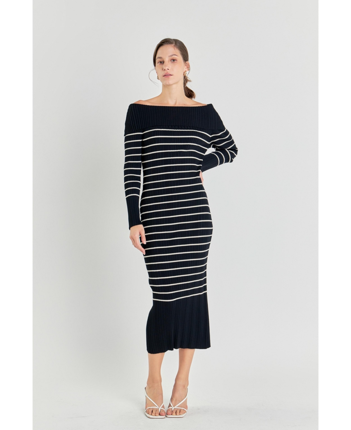Click here for endless rose Womens Off Shoulder Fold Striped Maxi... prices