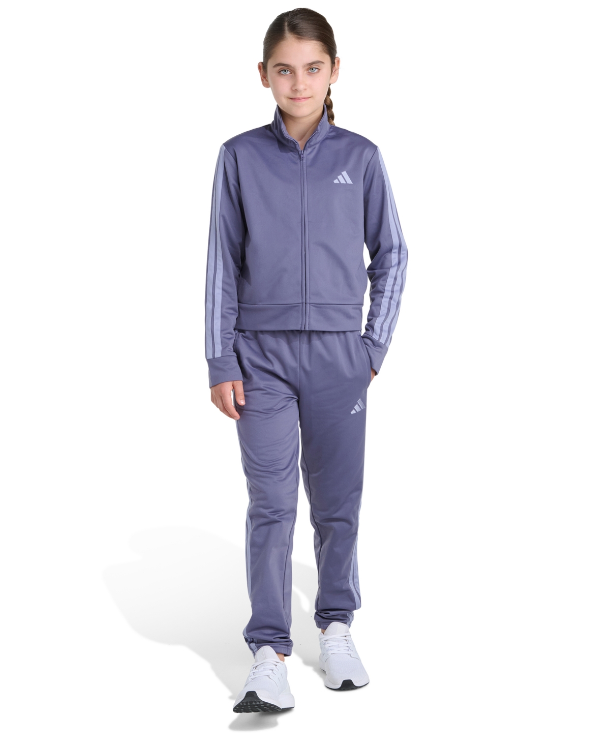 Adidas Big Girls S-xl Two Piece Event Tricot Full-Zip Jacket and Joggers Set - Preloved Violet