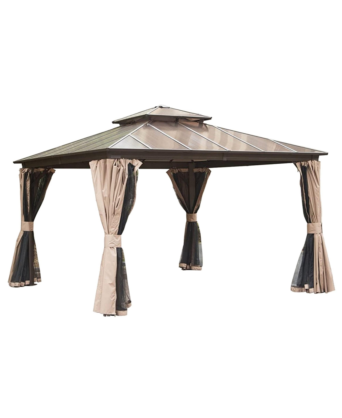 Click here for Clihome 11.9-ft x 11.9-ft Hardtop Gazebo Brown wit... prices