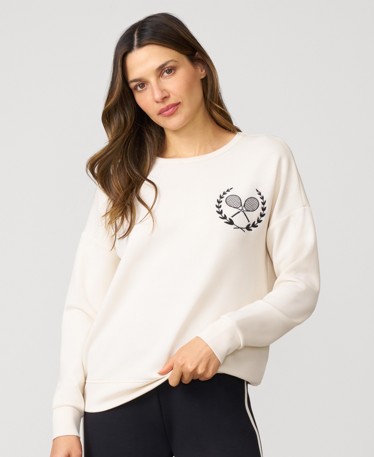 Click here for Cable & Gauge Womens Embroidered Tennis Yummy Swea... prices