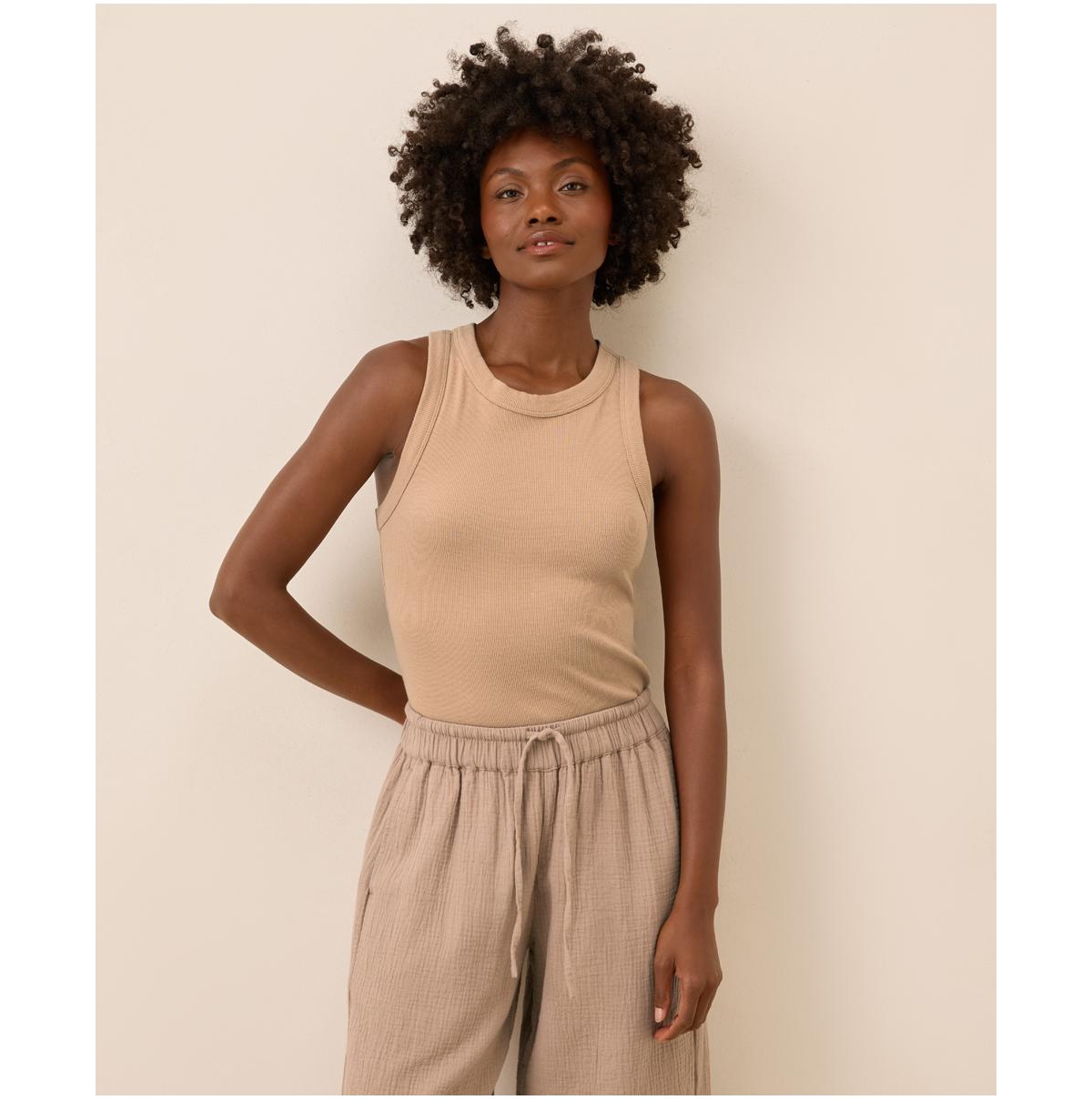 Click here for Pact Womens Perfect Rib Racerback Tank - Sesame prices