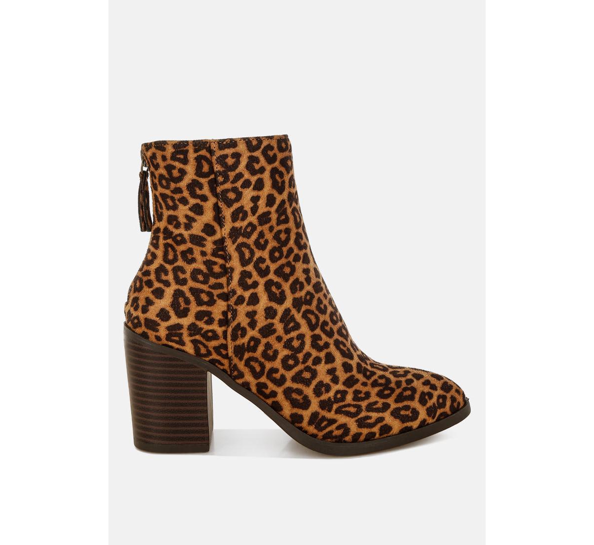 Click here for Veyara Leopard Print Block Heel Boots Women prices