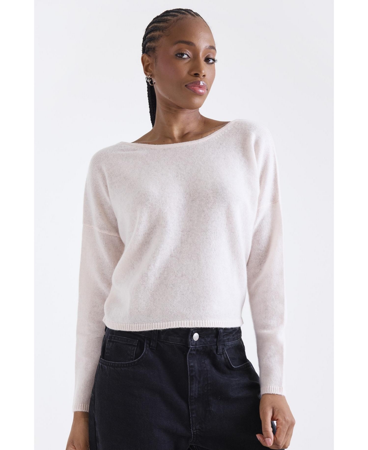 1982 Womens Leyla Low Back Cashmere Sweater - Kissed pink