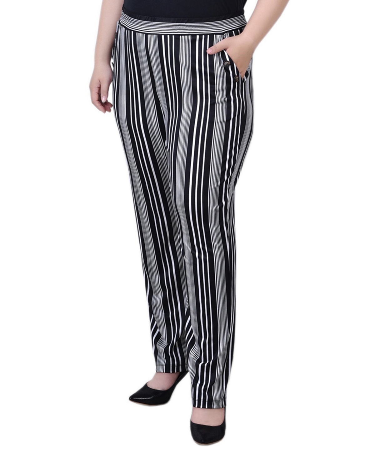Click here for Ny Collection Plus Size Wide Waist Pull On Pants -... prices