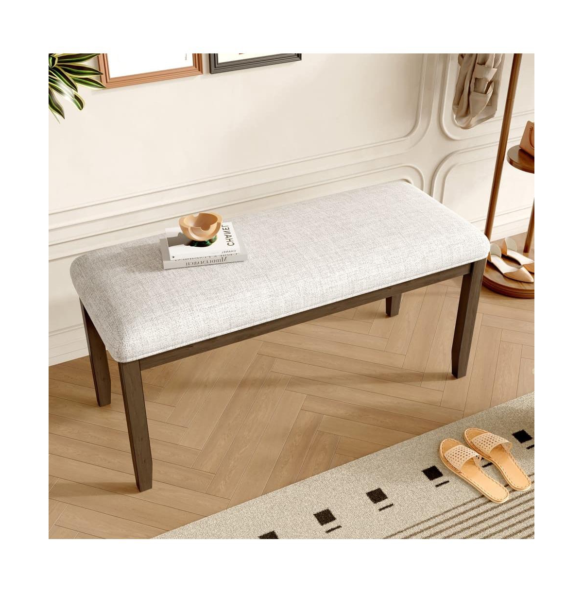 Click here for Upholstered Entryway Bench with Wood Legs  38 Inch... prices