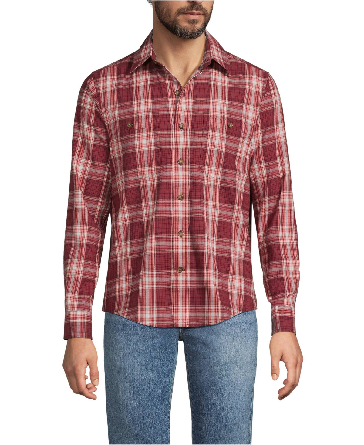 Click here for Lands End Mens Lightweight Coastal Flannel Shirt -... prices