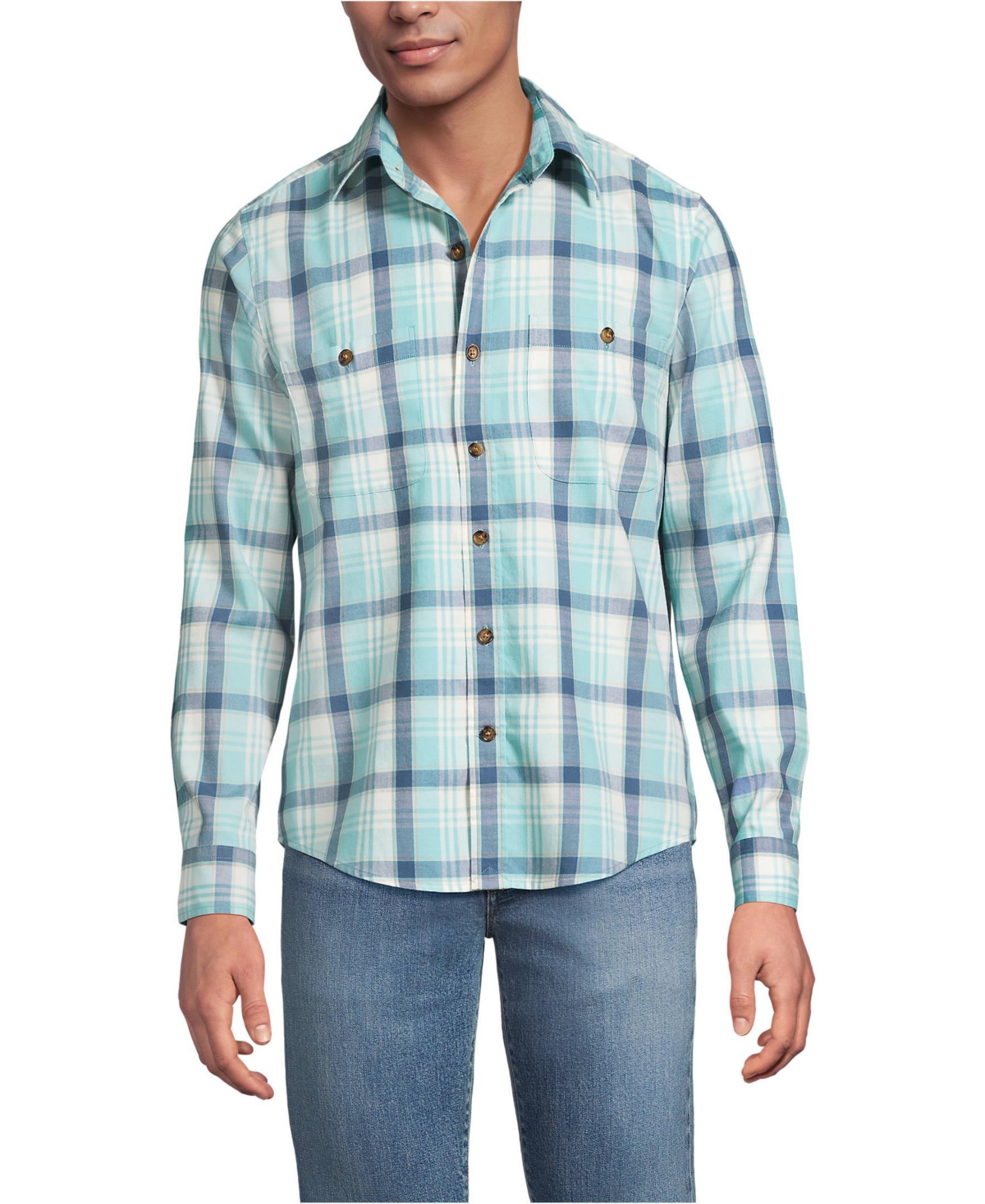 Click here for Lands End Mens Lightweight Coastal Flannel Shirt -... prices