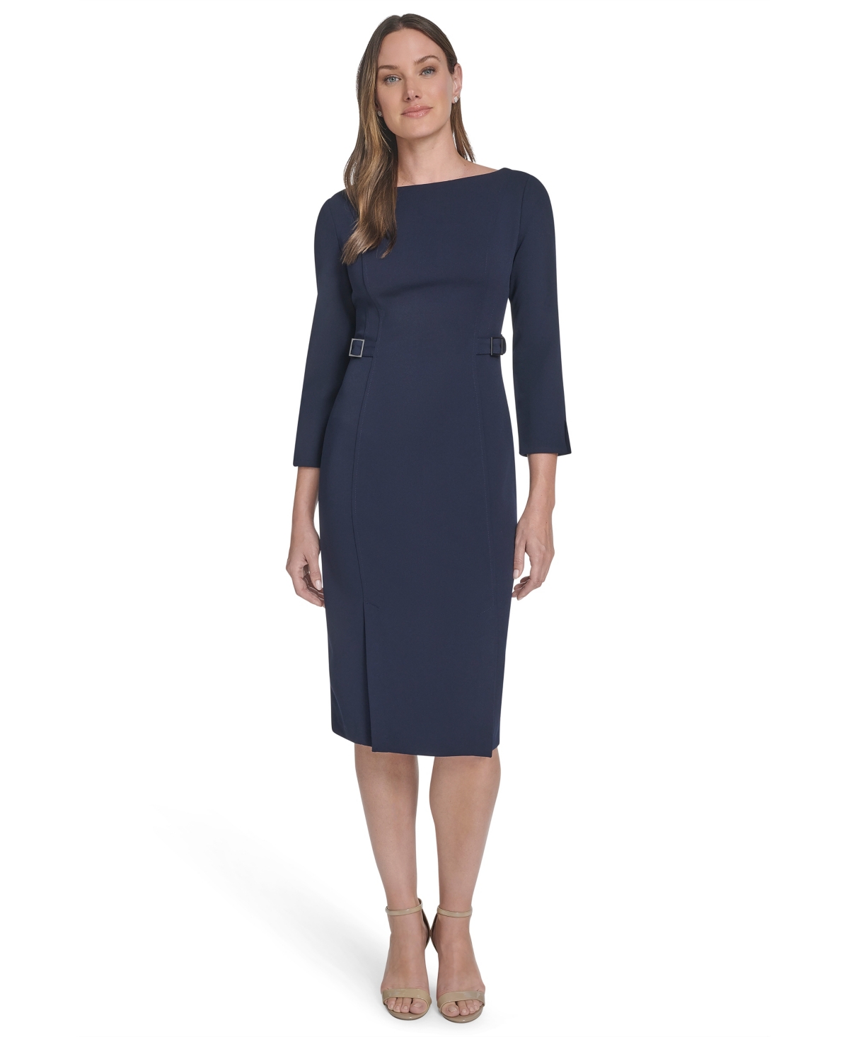 Calvin Klein Womens Side Buckle Midi Dress - Indigo