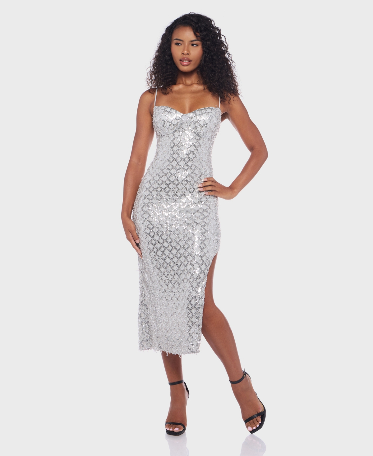 Click here for Alex & Sophia Juniors Sweetheart Neck Side Slit Dr... prices