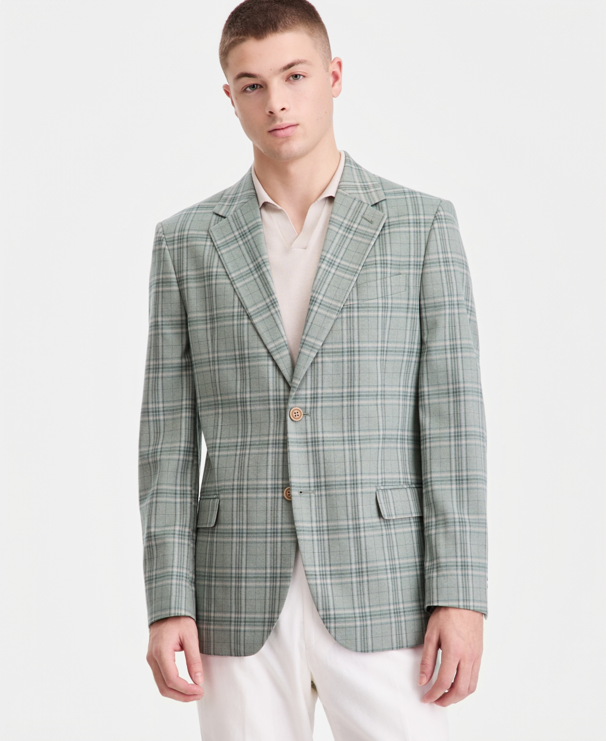 Click here for Nautica Mens Modern-Fit Plaid Blazer - Mint prices