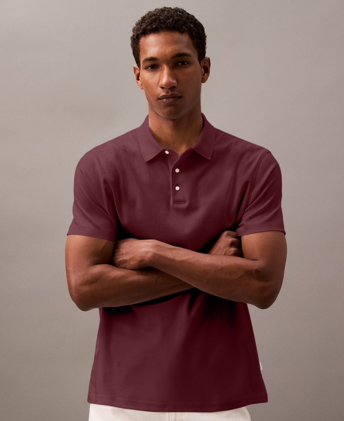 Calvin Klein Mens Short Sleeve Supima Cotton Polo Shirt - Renaissance Red
