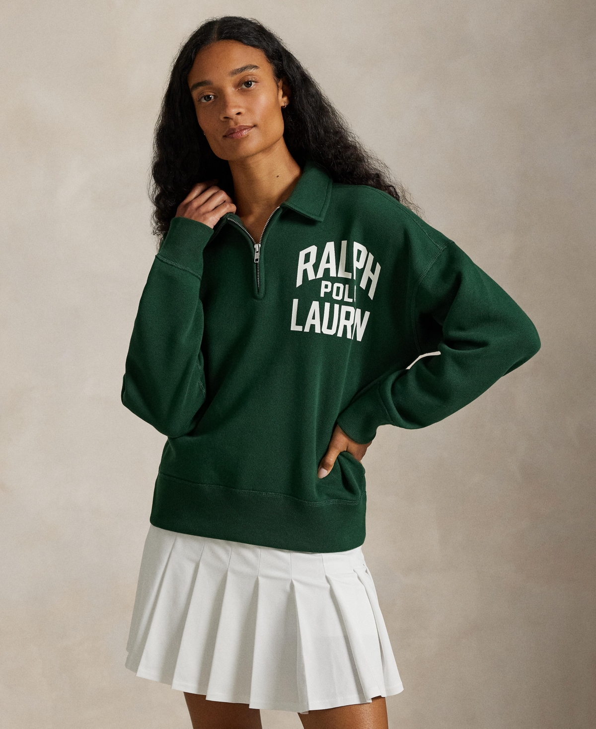 Click here for Polo Ralph Lauren Womens Logo Fleece Quarter-Zip S... prices