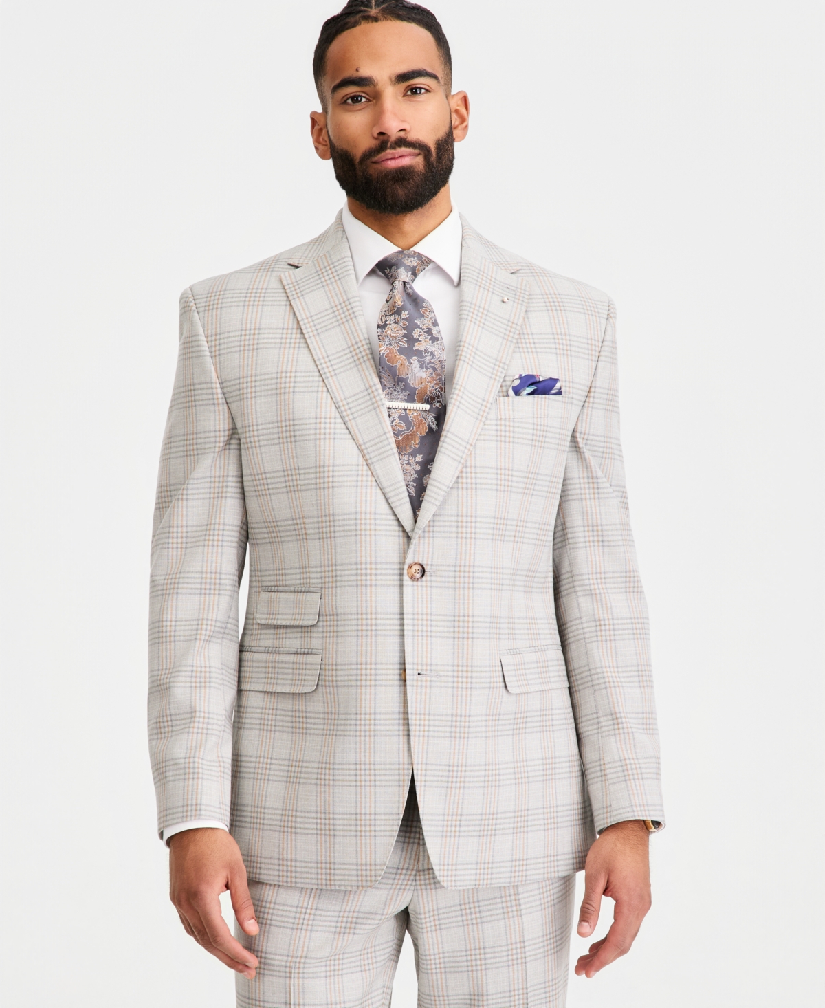 Click here for Tayion Collection Mens Classic-Fit Plaid Suit Sepa... prices