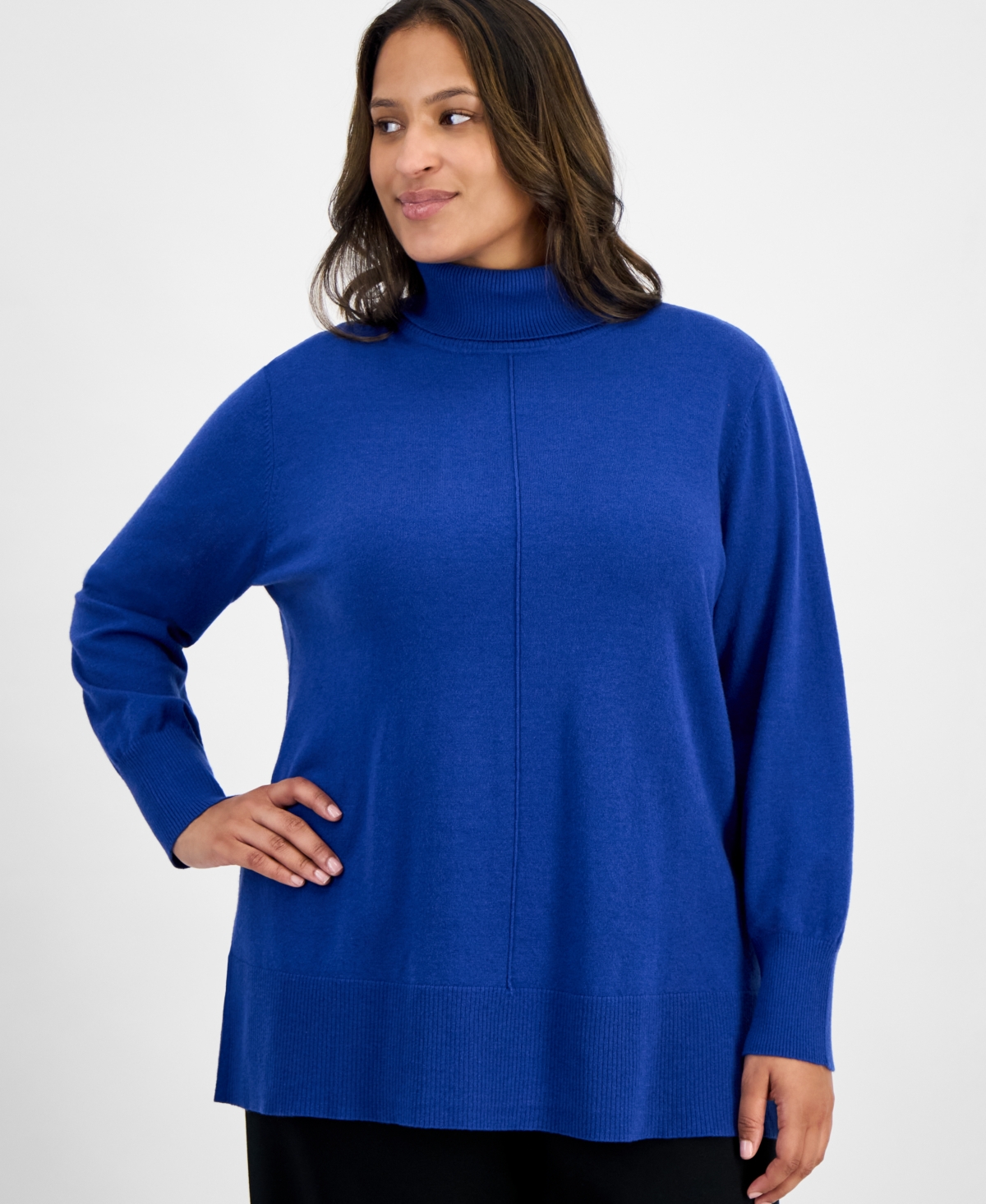 Click here for Jones New York Plus Size Pintuck Mock-Neck Long-Sl... prices