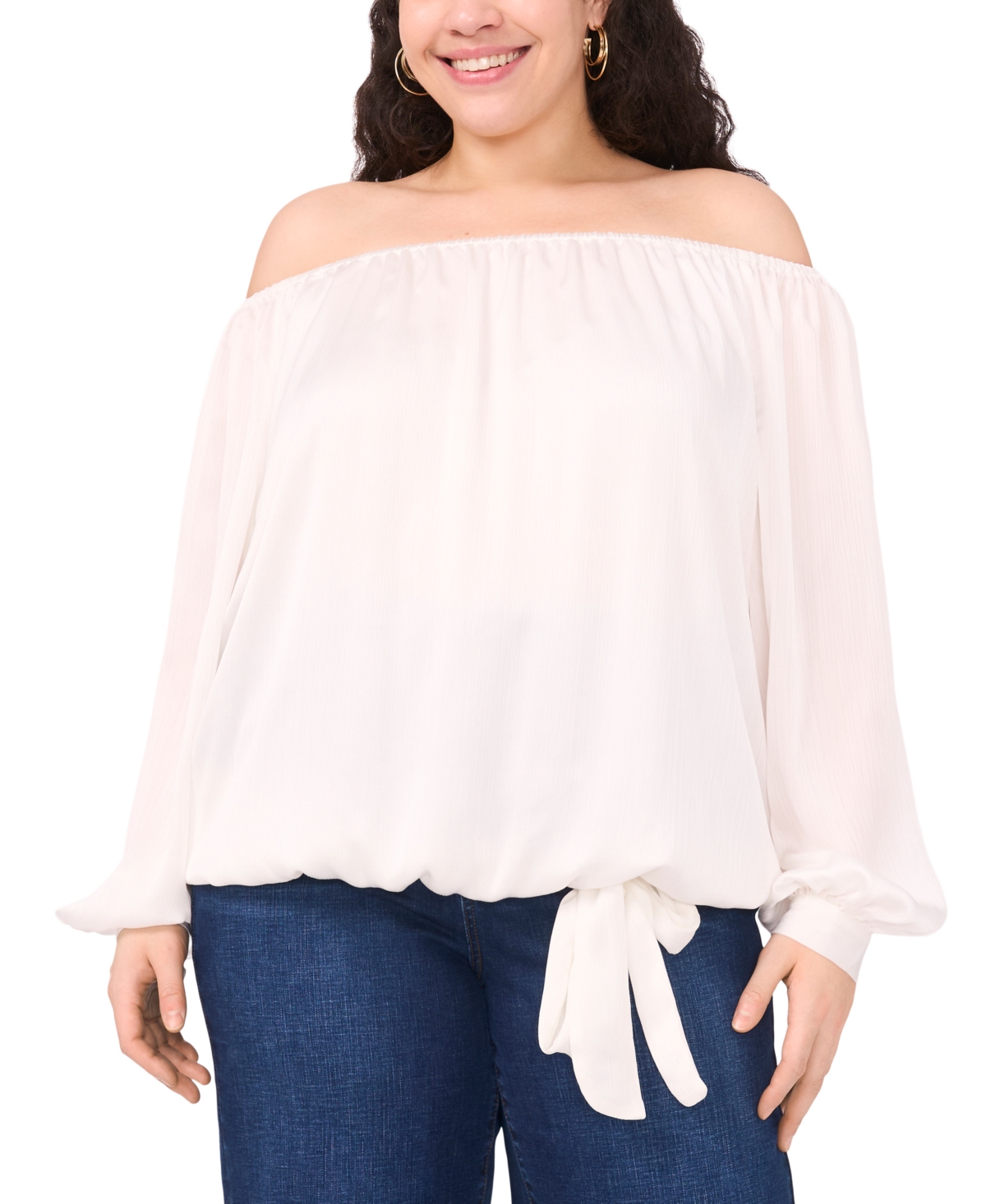Click here for Vince Camuto Plus Size Long Sleeve Top - New Ivory prices