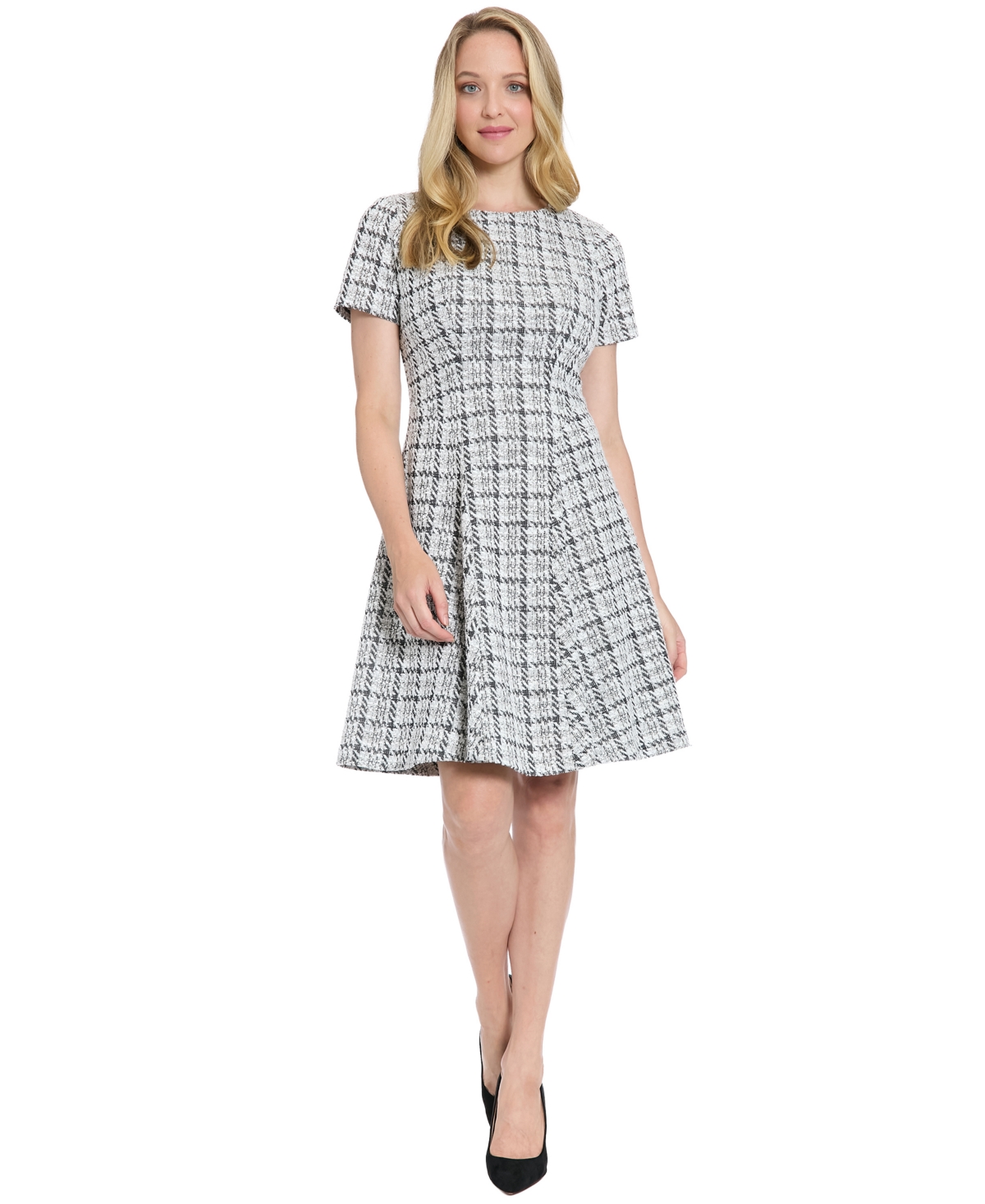 Click here for London Times Petite Short Sleeve Fit and Flare Dre... prices