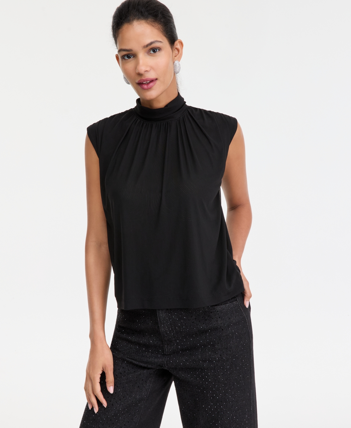 Click here for I.n.c. International Concepts Womens Mock-Neck Tan... prices