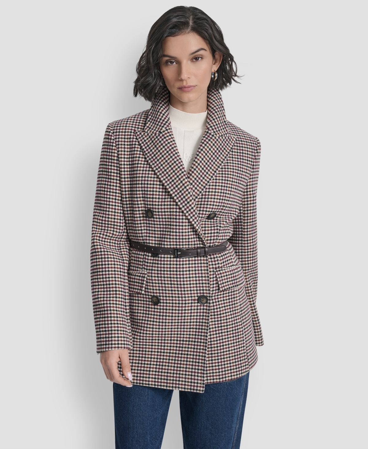 Click here for Dkny Womens Short Double-Breasted Belted Coat - Sm... prices