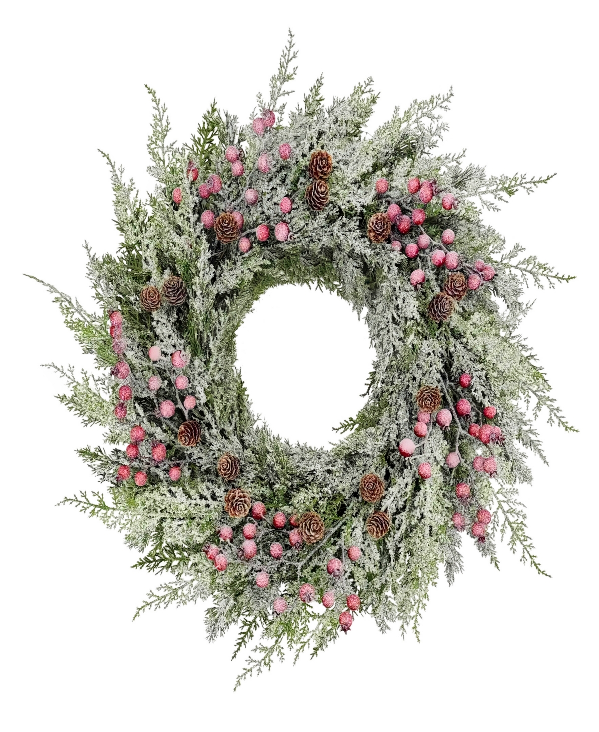 Click here for Puleo 24 Pre-Lit Artificial Flocked Wreath - Green prices