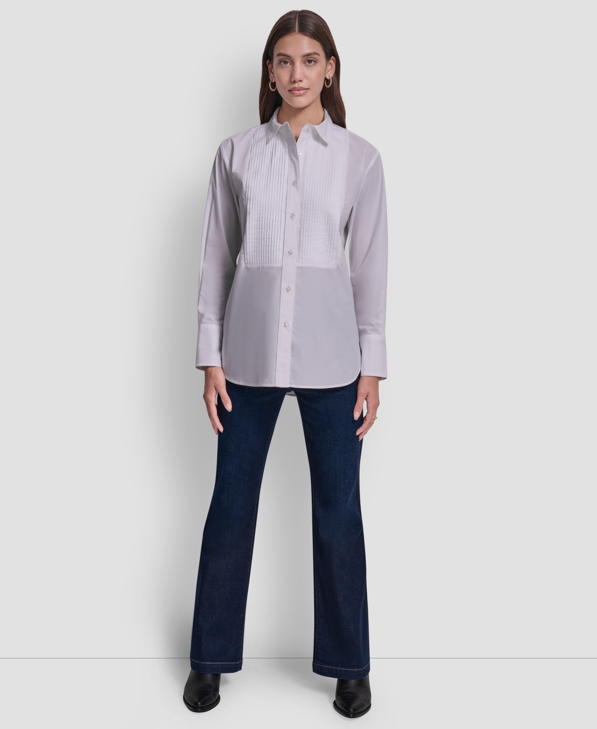 Click here for Dkny Jeans Womens Pleat Front Long Sleeve Shirt -... prices