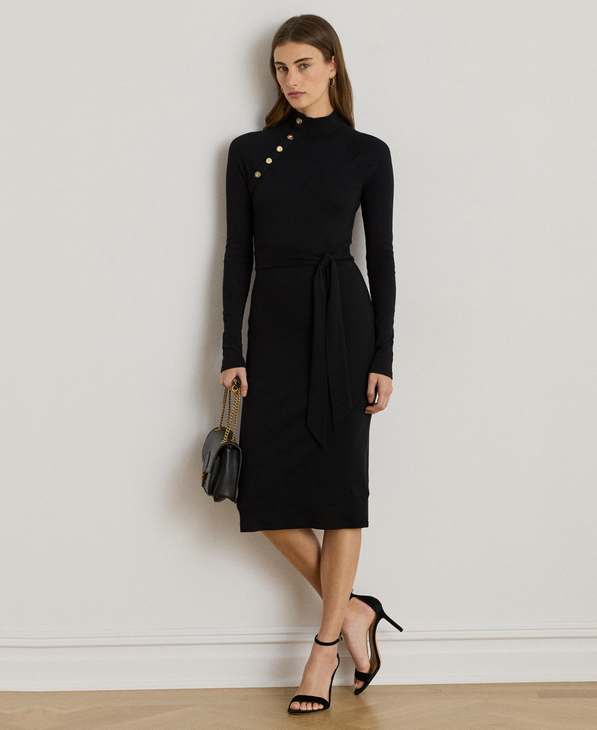 Click here for Lauren Ralph Lauren Womens Button Trim Dress - Bla... prices
